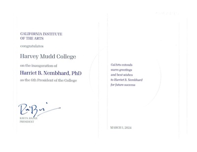California Institute of the Arts | Letters of Congratulations | Harvey ...