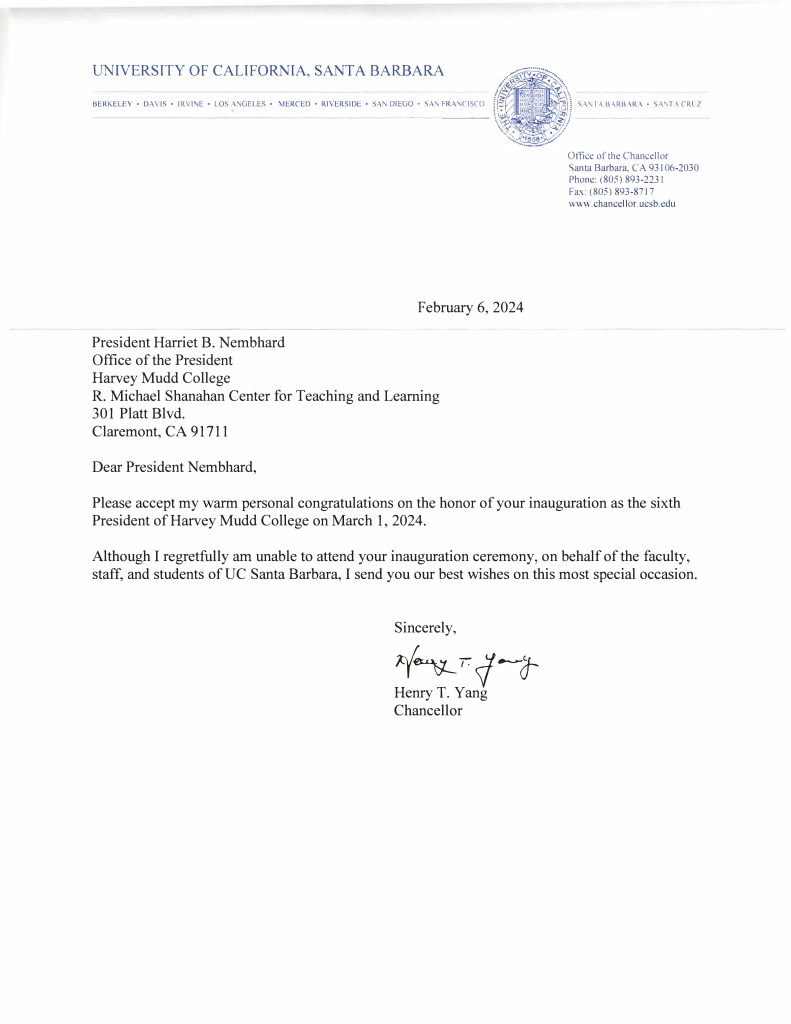 University of California, Santa Barbara | Letters of Congratulations ...
